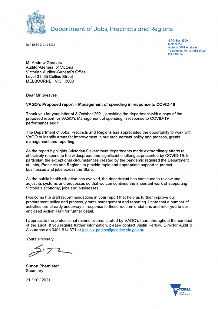 Management of spending in response to COVID-19 | Victorian Auditor ...