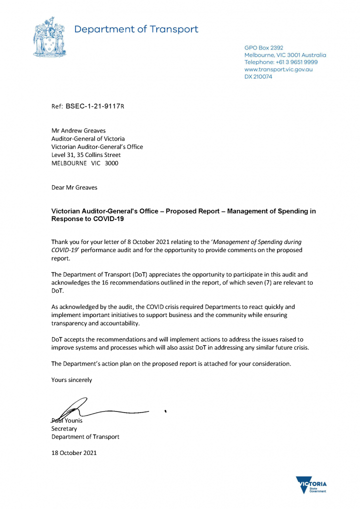 Management of spending in response to COVID-19 | Victorian Auditor ...