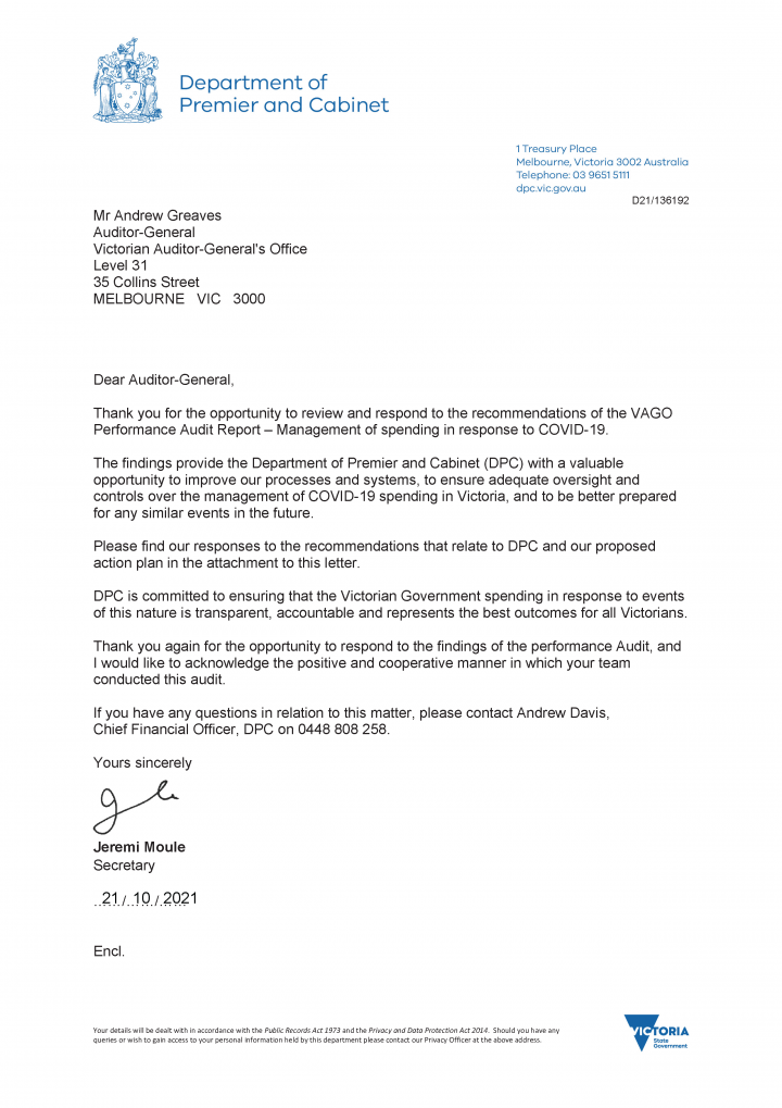 Management of spending in response to COVID-19 | Victorian Auditor ...