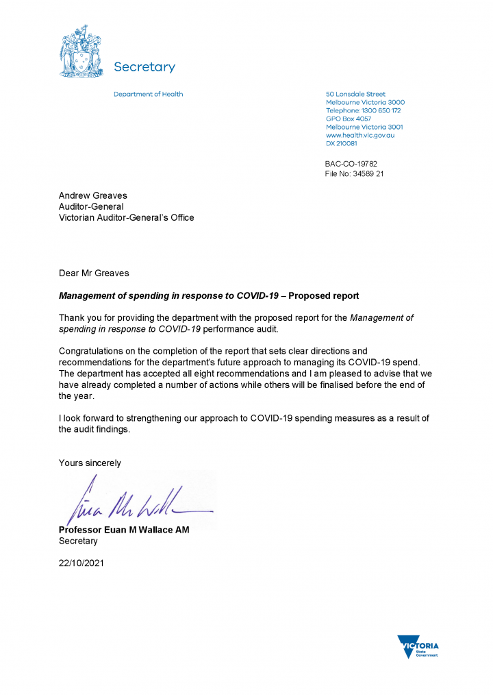 Management of spending in response to COVID-19 | Victorian Auditor ...